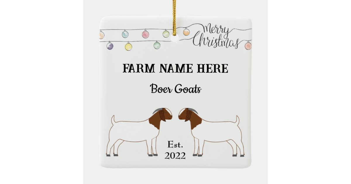 Personalized Boer Goat Farm White Christmas Ceramic Ornament | Zazzle