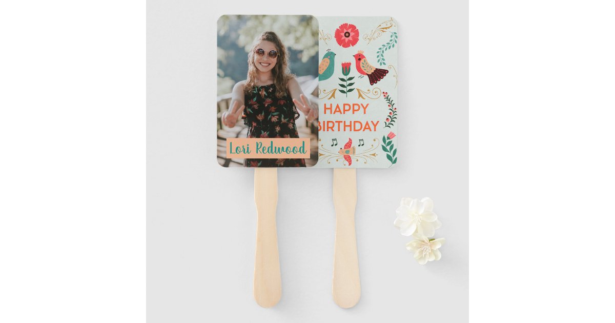 Personalized Boho Happy Birthday Fan Faces | Zazzle