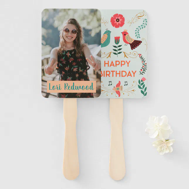 Personalized Boho Happy Birthday Fan Faces | Zazzle