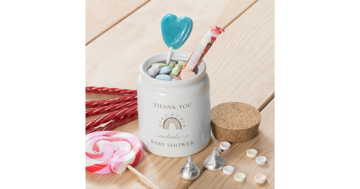 Personalized Boho Rainbow Baby Shower Thank You Candy Jar | Zazzle