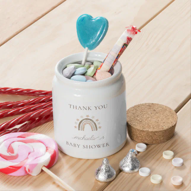 Personalized Boho Rainbow Baby Shower Thank You Candy Jar | Zazzle
