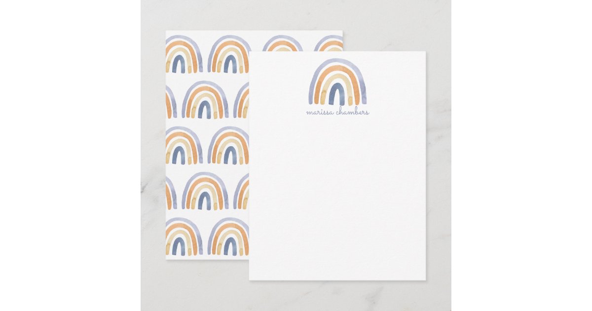 Personalized Boho Rainbow Flat Note Card | Zazzle