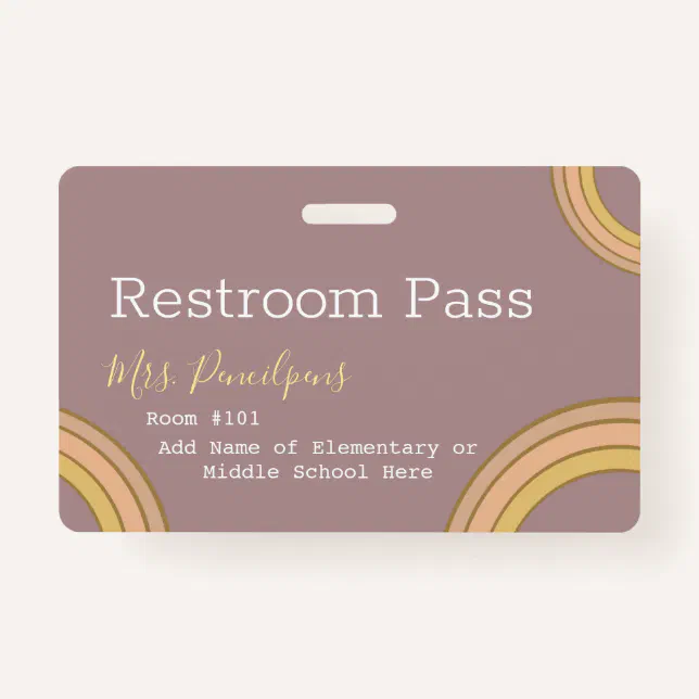 Personalized Boho Rainbow Hall Pass Badge | Zazzle