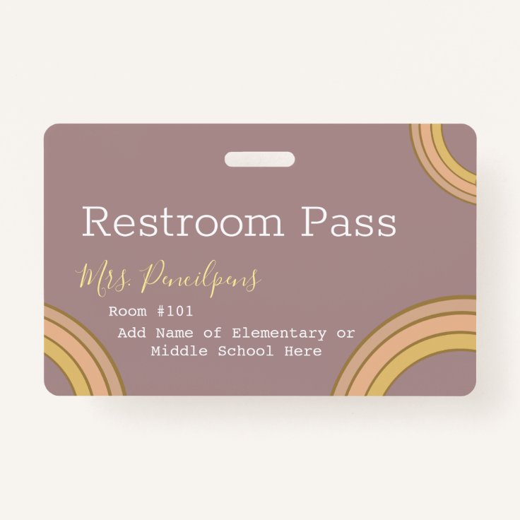 Personalized Boho Rainbow Hall Pass Badge | Zazzle