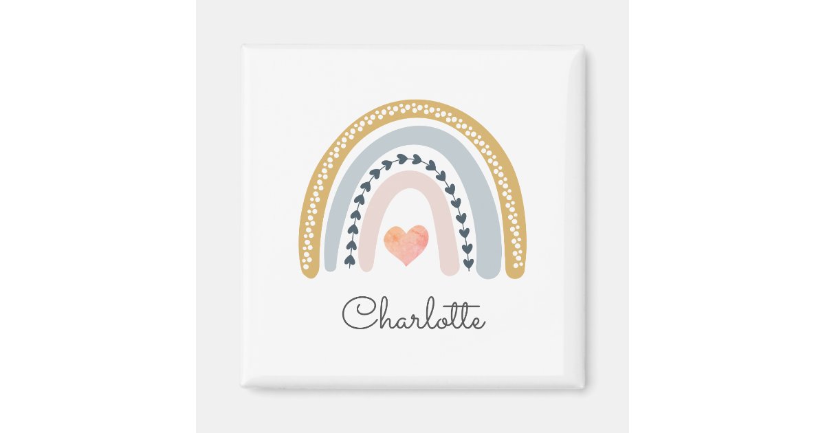 Personalized Boho Rainbow Watercolor Magnet | Zazzle