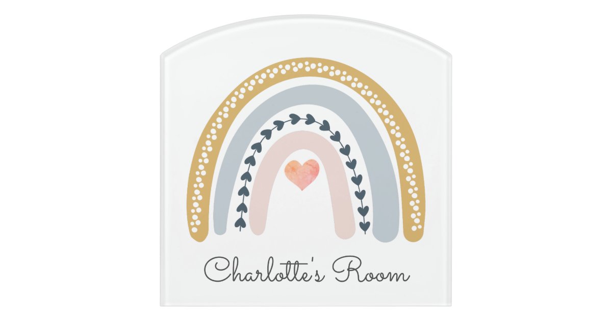 Personalized Boho Watercolor Rainbow Door Sign | Zazzle