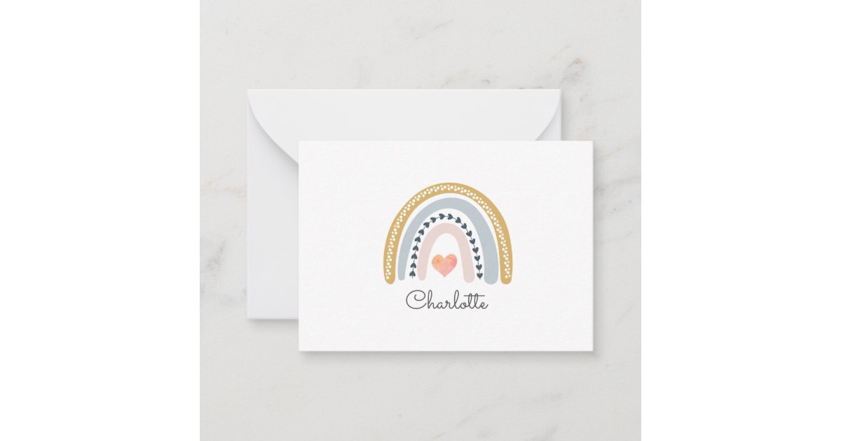 Personalized Boho Watercolor Rainbow Note Card | Zazzle