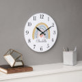 Personalized Boho Watercolor Rainbow Nursery Large Clock | Zazzle