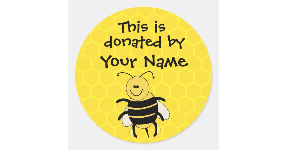 Personalized Book Donation Sticker Honeybee Custom | Zazzle