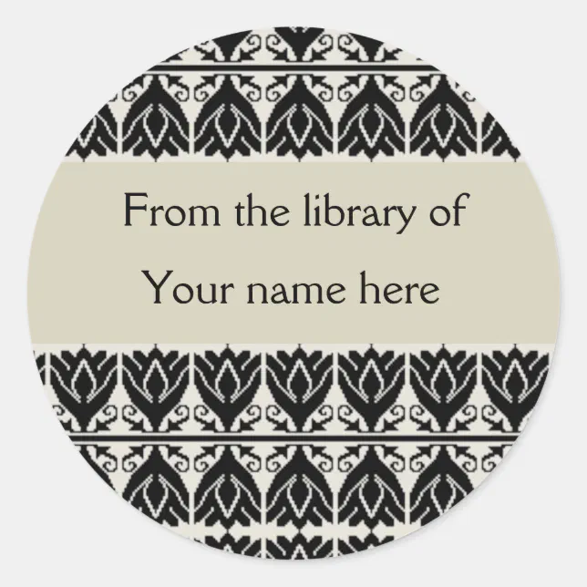 Personalized Bookplates - Black Damask | Zazzle