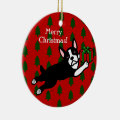 Personalized Boston Terrier Christmas Ceramic Ornament | Zazzle