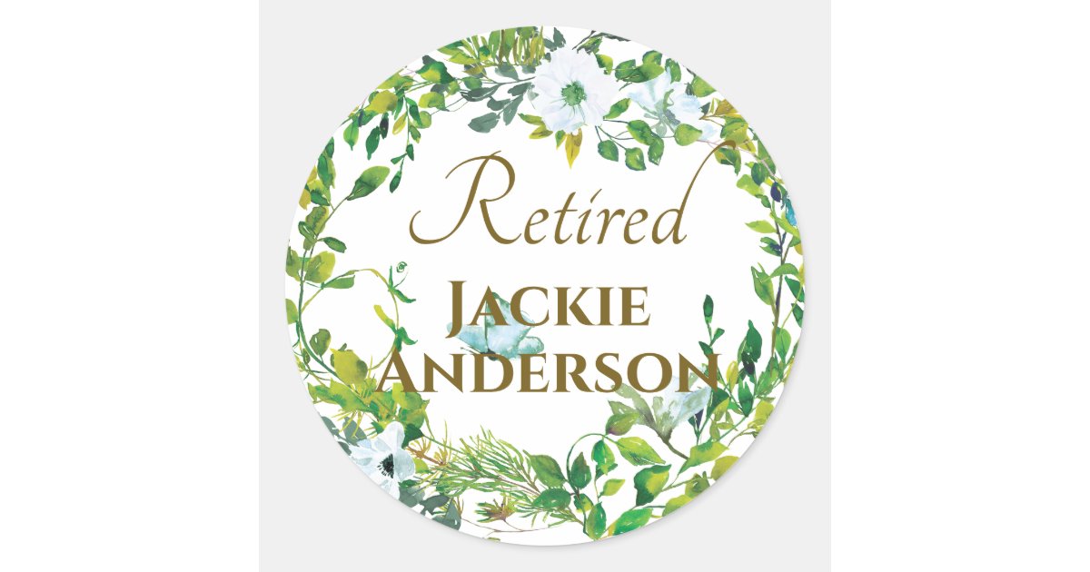 Personalized Botanical RETIRED Retirement Stickers | Zazzle