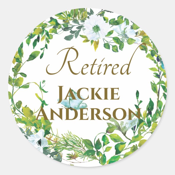 Personalized Botanical RETIRED Retirement Stickers | Zazzle.com