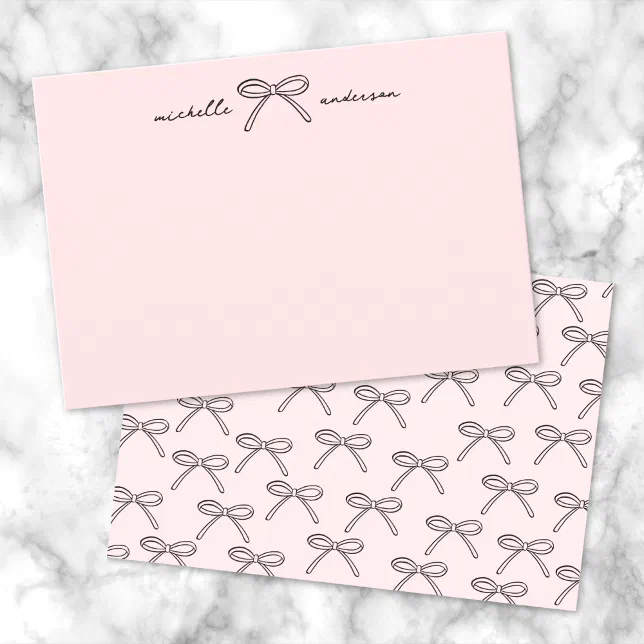 Personalized Bow Name Note Card | Zazzle