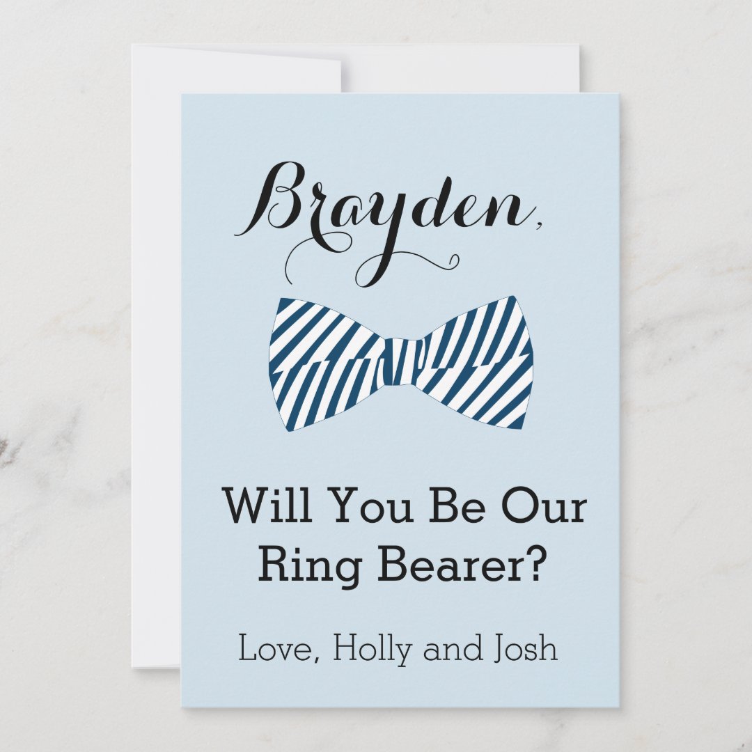 Personalized Bow Tie Ring Bearer Proposal Card | Zazzle