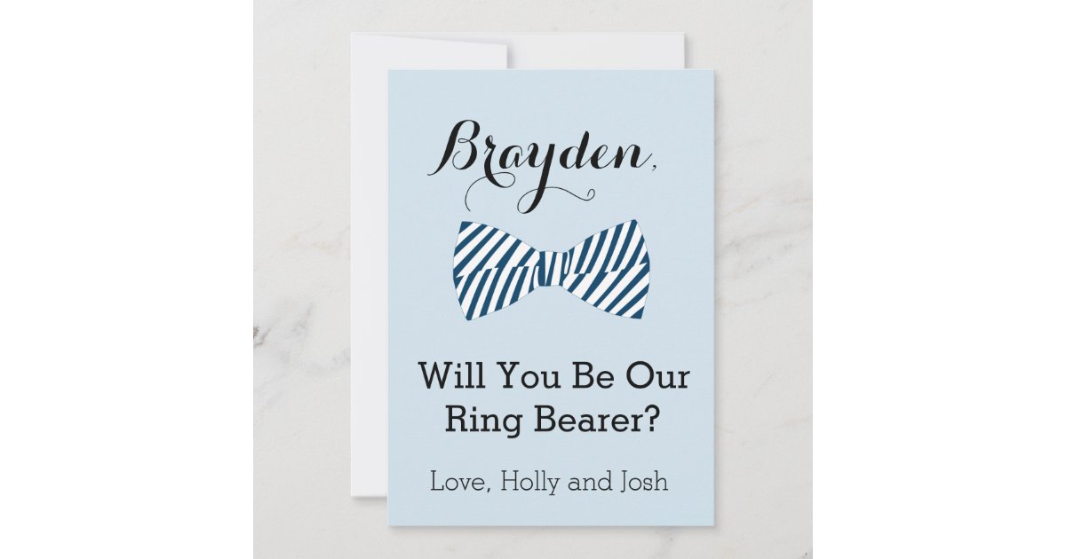 Personalized Bow Tie Ring Bearer Proposal Card | Zazzle