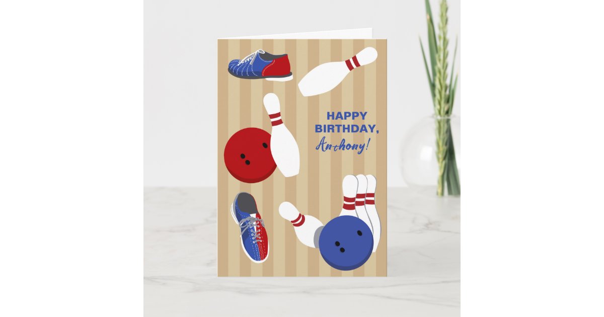 Personalized Bowling Themed Birthday Card | Zazzle