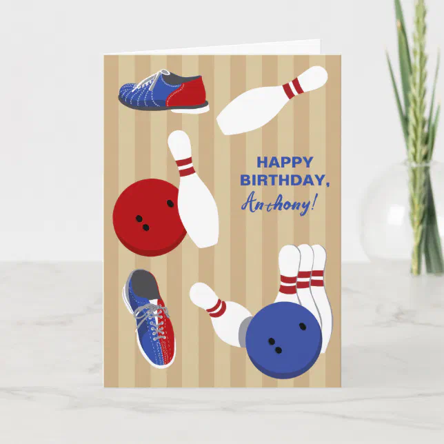 Personalized Bowling Themed Birthday Card | Zazzle