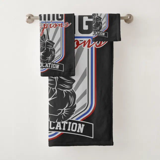 Personalized Boxing Champions Boxer Fitness Gym Bath Towel Set | Zazzle