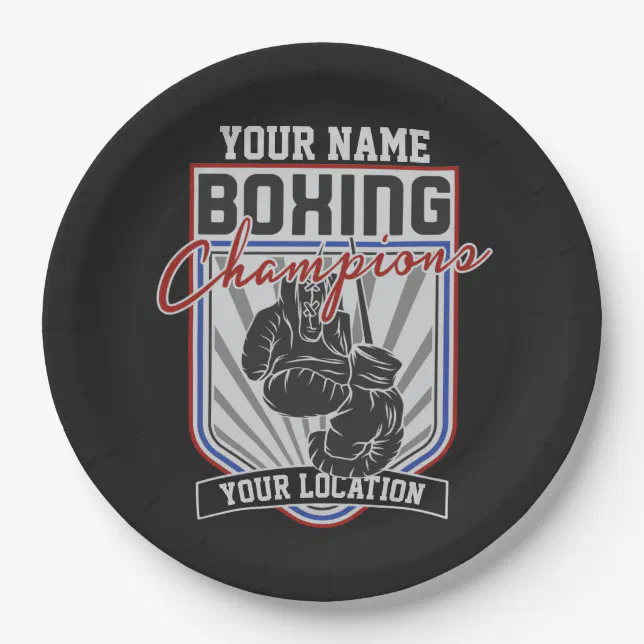 Personalized Boxing Champions Boxer Fitness Gym Paper Plates | Zazzle