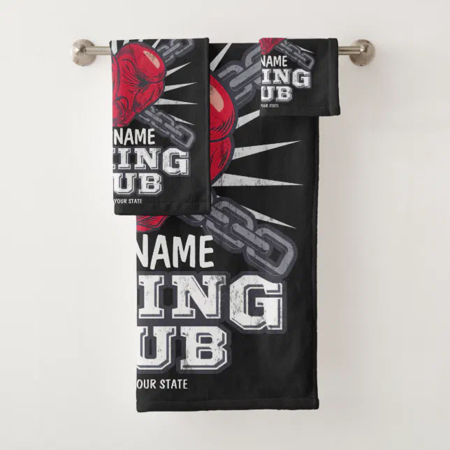 Personalized Boxing Gloves Fighter Champion Boxer Bath Towel Set | Zazzle