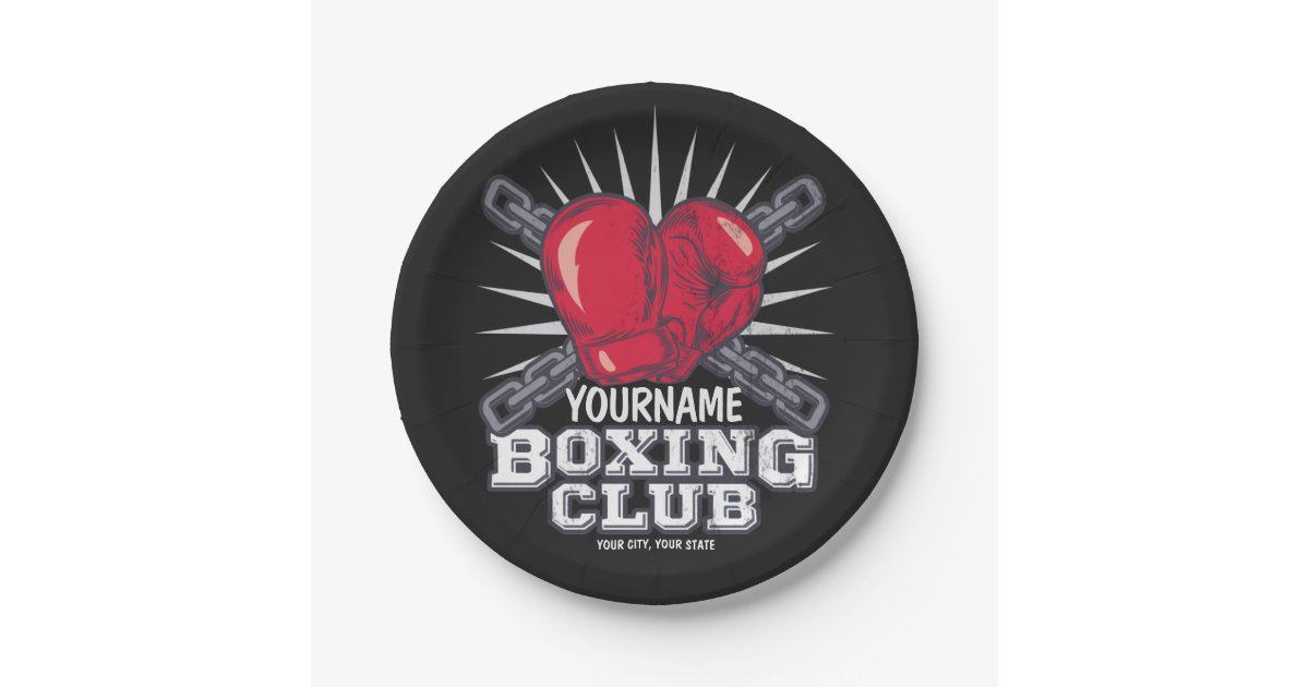 Personalized Boxing Gloves Fighter Champion Boxer Paper Plates | Zazzle
