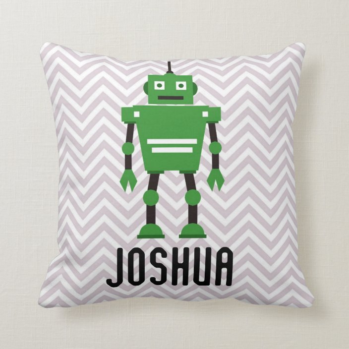 Personalized Boys Green Robot Pillow | Zazzle.com