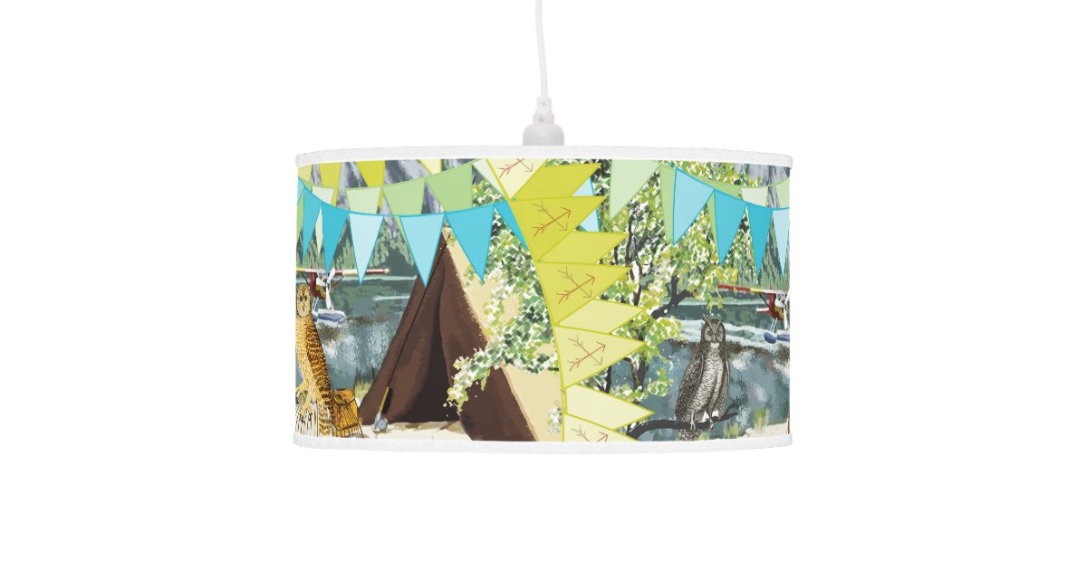 Personalized Boy's Room Bush Plane Fox Owl Ceiling Lamp | Zazzle