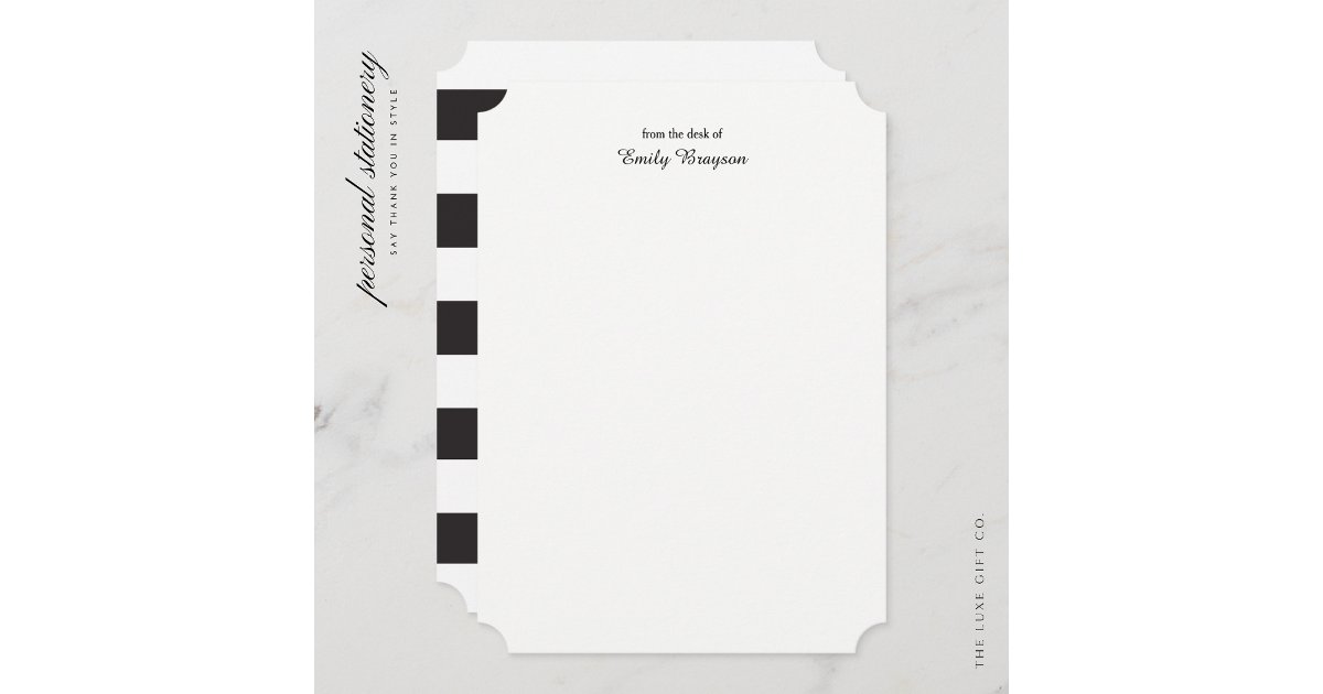 Personalized Bracket Edge Note Cards Stripes | Zazzle