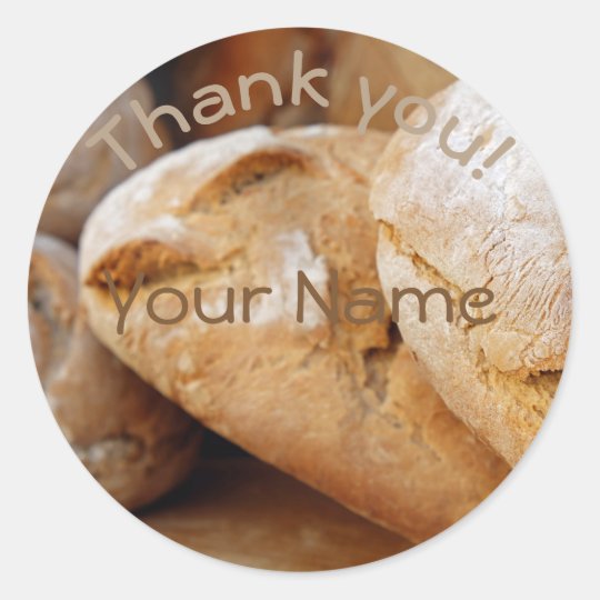 Personalized || Bread|| Thank you Classic Round Sticker | Zazzle.com