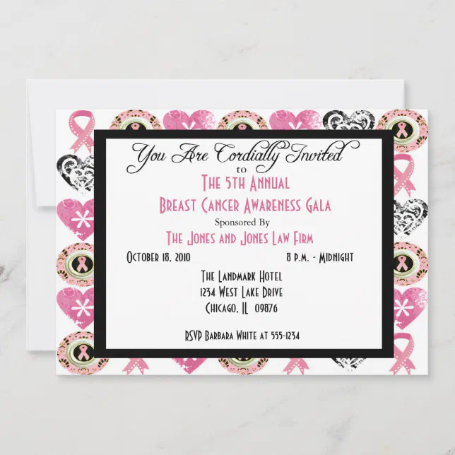 Personalized Breast Cancer Awareness Invitations.. Invitation | Zazzle