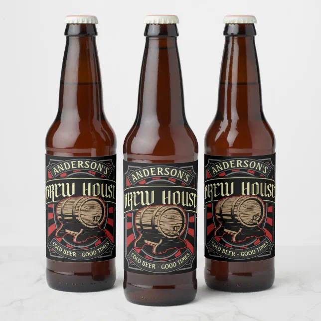 Personalized Brew House Label Beer Brewing Bar Pub | Zazzle