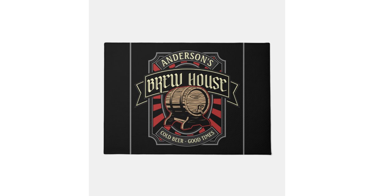 Personalized Brew House Label Beer Brewing Bar Pub Doormat | Zazzle