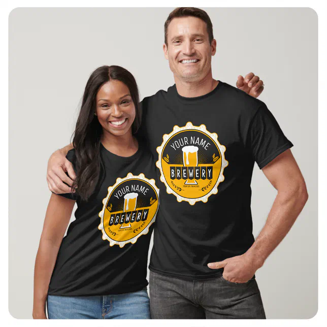 Personalized Brewery Craft Beer Bottle Cap Bar T-Shirt | Zazzle