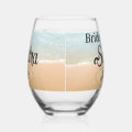 Personalized Bride Beach Wedding Hearts in Sand Stemless Wine Glass ...