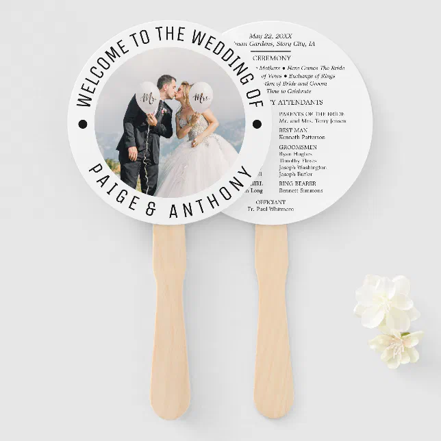 Personalized Bride & Groom Photo Wedding Program Hand Fan | Zazzle