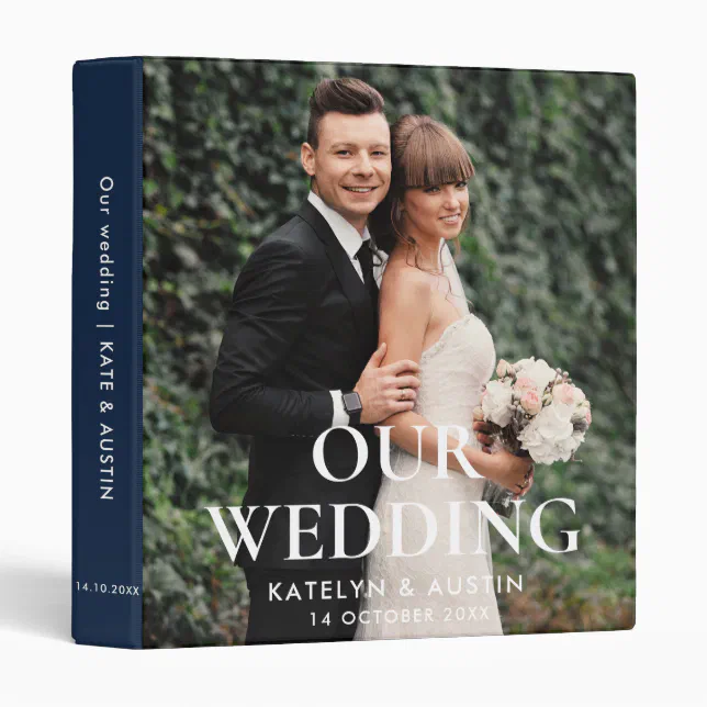 personalized bride & groom wedding photo album 3 ring binder | Zazzle
