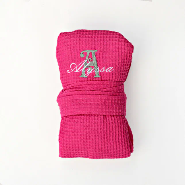 Personalized Bridesmaid Waffle Robe, Hot Pink | Zazzle