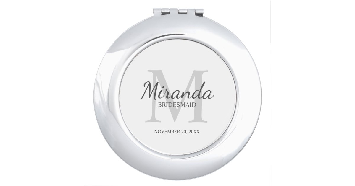 Personalized Bridesmaid's Monogram and Name Compact Mirror | Zazzle