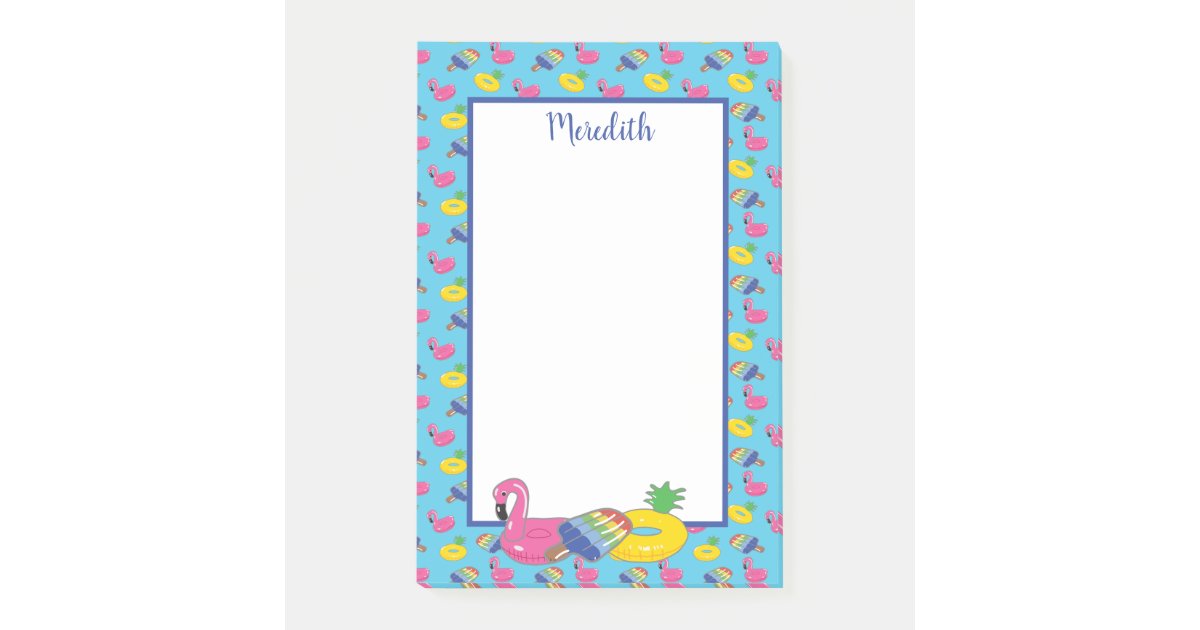 Personalized Bright Blue Pool Floats Patterned Post-it Notes | Zazzle