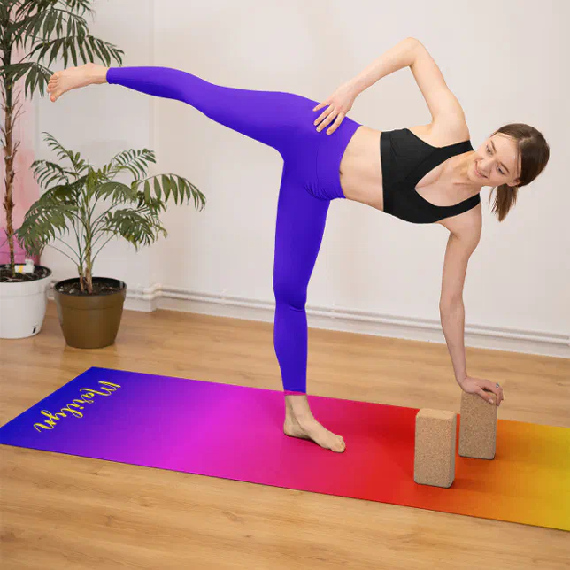 Personalized Bright Rainbow Ombre Yoga Mat | Zazzle
