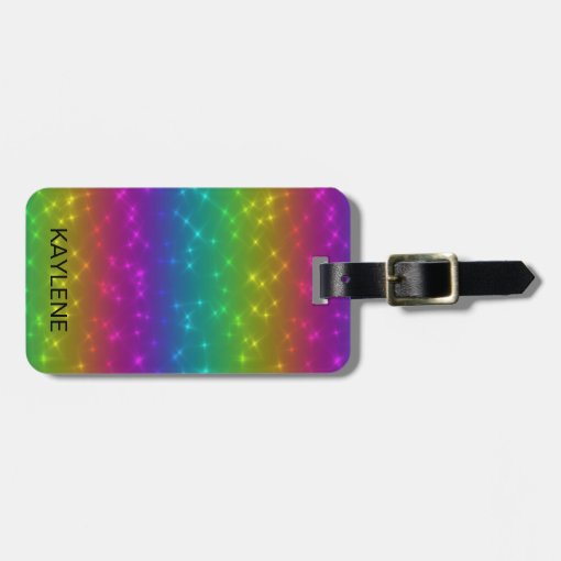Personalized Bright Rainbow Sparkles Luggage Tag | Zazzle