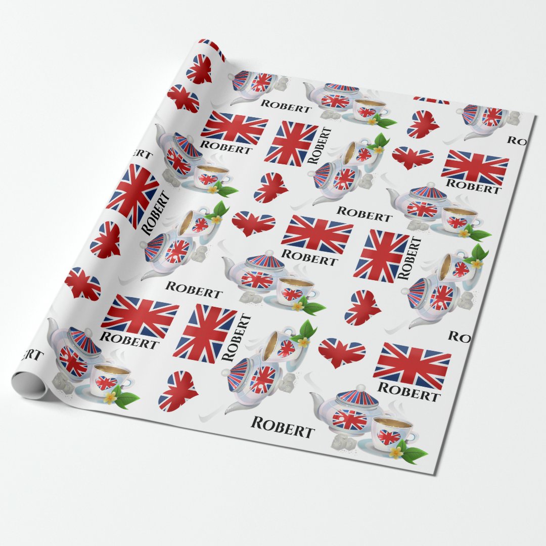 Personalized British Tea Wrapping Paper | Zazzle