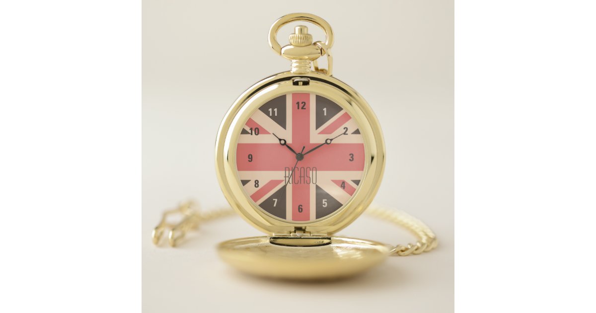 Personalized British Union Jack UK Flag Pocket Watch | Zazzle