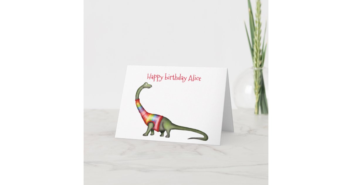 Personalized Brontosaurus birthday card | Zazzle