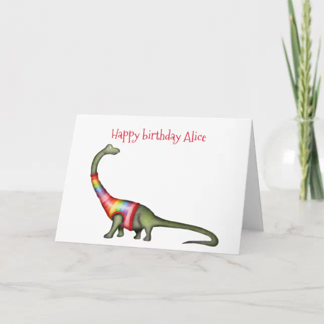 Personalized Brontosaurus birthday card | Zazzle