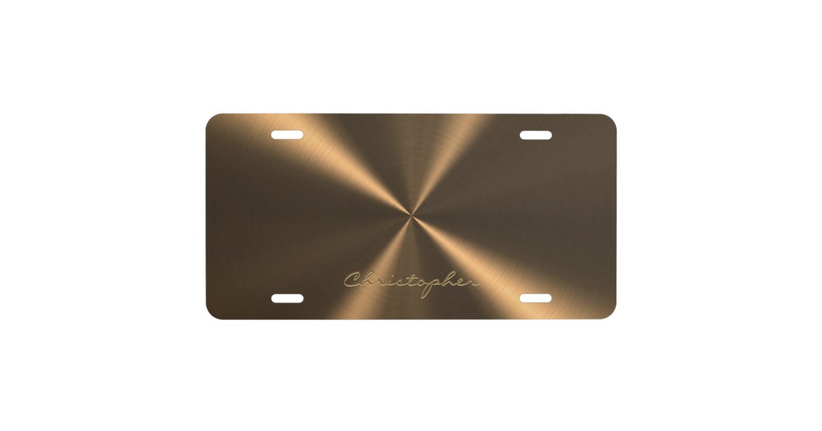 Personalized Bronze Metallic Radial Texture License Plate | Zazzle