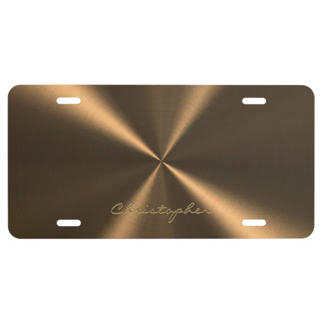 Personalized Bronze Metallic Radial Texture License Plate | Zazzle