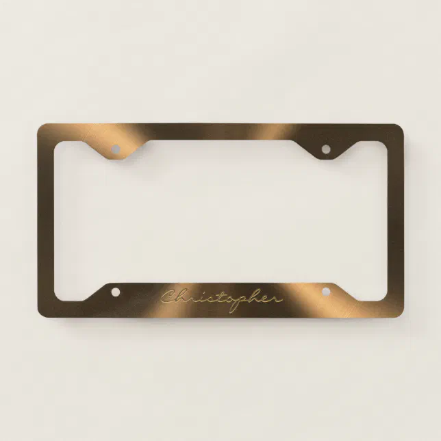 Personalized Bronze Metallic Radial Texture License Plate Frame | Zazzle