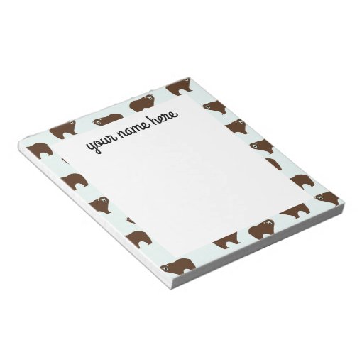Personalized Brown Bear Kids Notepad | Zazzle